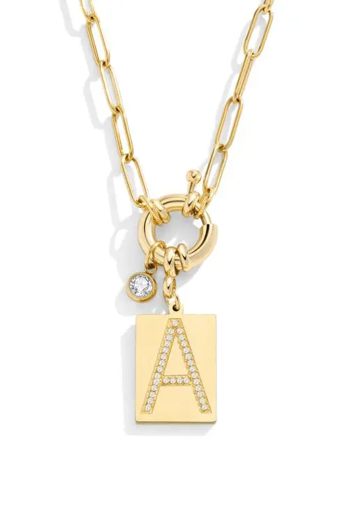 MINT & LILY Pave Initial Pendant Paperclip Chain Necklace - Letter A
