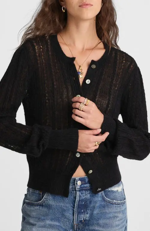 Madewell Pointelle Stitch Alpaca Blend Cardigan - Navy