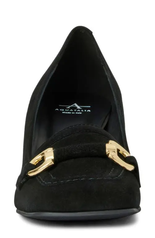 Aquatalia Corrina Weatherproof Loafer Pump - Black Suede
