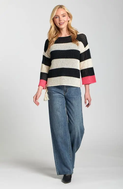 APNY Stripe Open Stitch Sweater