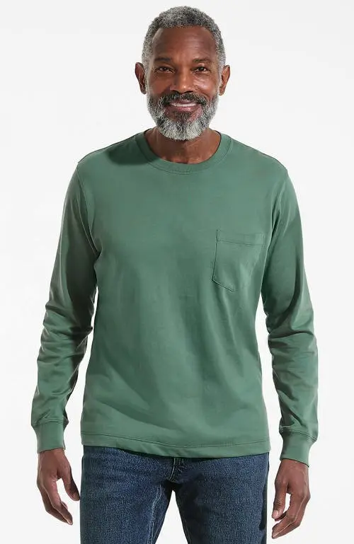 LANDS' END Super-t Long Sleeve T-shirt With Pocket - Eucalyptus