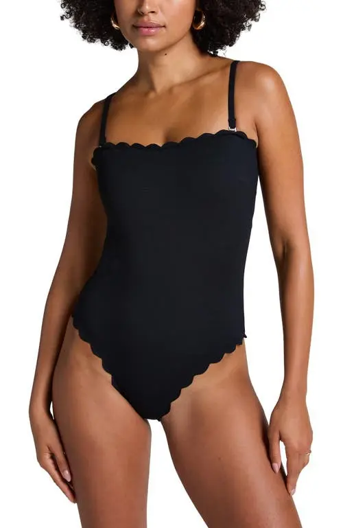 Hunkemoller Bandeau Scallop One-piece Swimsuit - Caviar