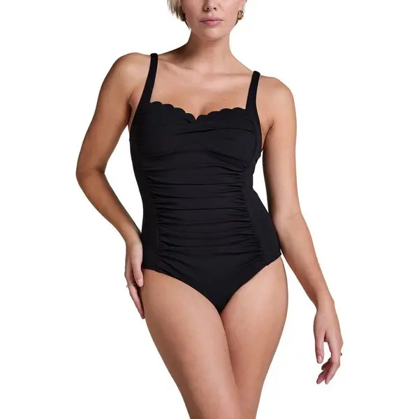Hunkemoller Shaping Scallop Swimsuit - Caviar