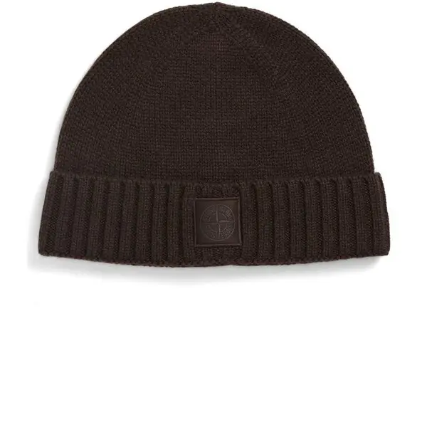 Stone Island Ghost Cuffed Cashmere Beanie - V0070 Dark Brown