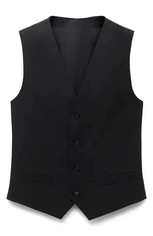 Mango Paris Super Slim Fit Suit Vest - Black