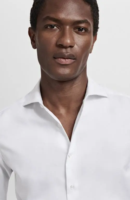 Mango Slim Fit Cotton Suit Button-up Shirt - White