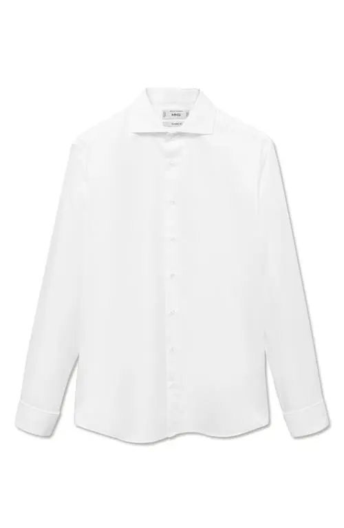 Mango Slim Fit Cotton Suit Button-up Shirt - White