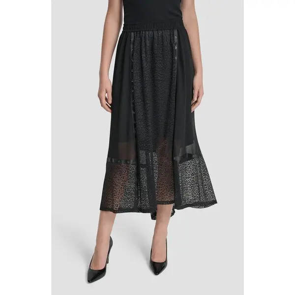 Dkny Leopard Spot Mesh A-line Skirt