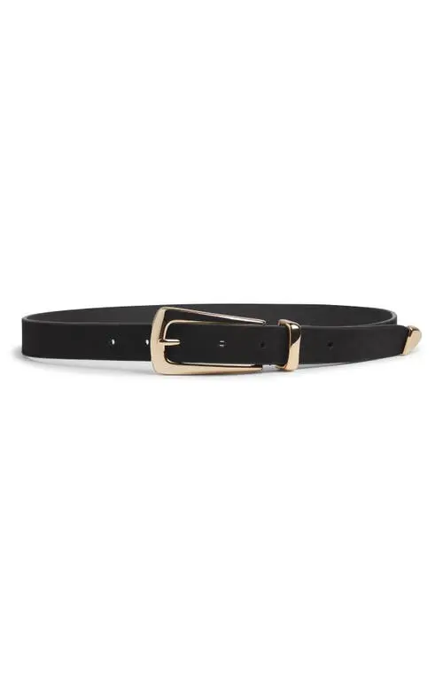 FAVORITE DAUGHTER Suede Belt With Polished Buckle - Black/polished Gold
