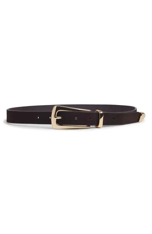 FAVORITE DAUGHTER Suede Belt With Polished Buckle - Chocolate/polished Gold