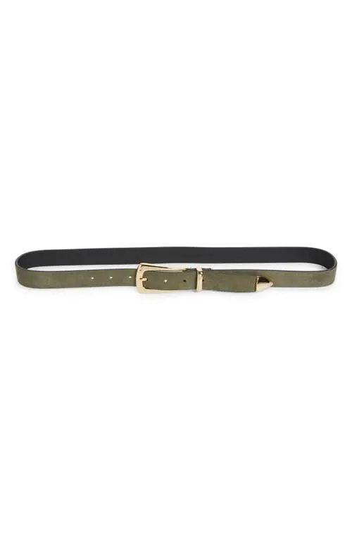 FAVORITE DAUGHTER Suede Belt With Polished Buckle - Smoketree/polished Gold