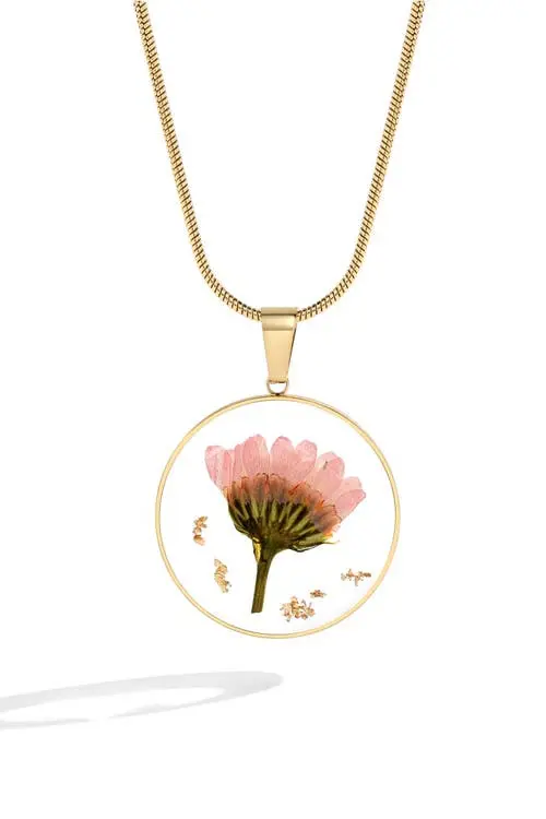 MINT & LILY Pressed Birth Flower Pendant Necklace - Gold /lily Of The Valley