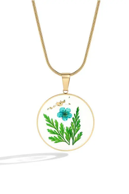 MINT & LILY Pressed Birth Flower Pendant Necklace - Gold /narcissus