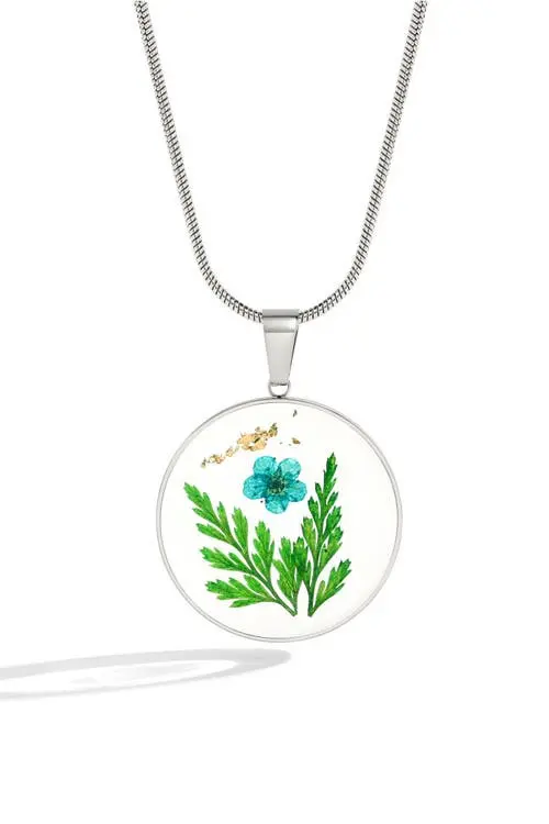 MINT & LILY Pressed Birth Flower Pendant Necklace - Silver /december Narcissus
