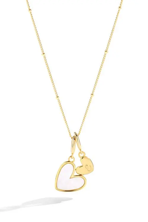 MINT & LILY Mother Of Pearl Heart Initial Necklace - Letter E