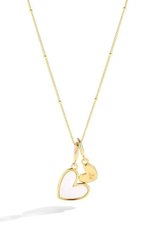 MINT & LILY Mother Of Pearl Heart Initial Necklace - Letter M
