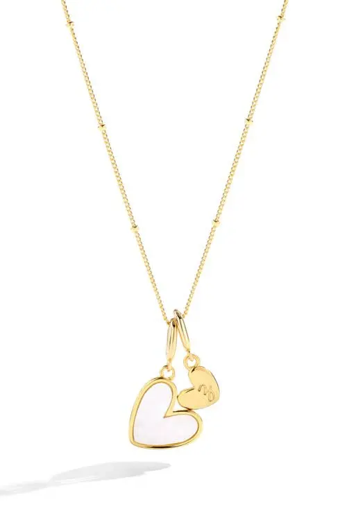 MINT & LILY Mother Of Pearl Heart Initial Necklace - Letter Z