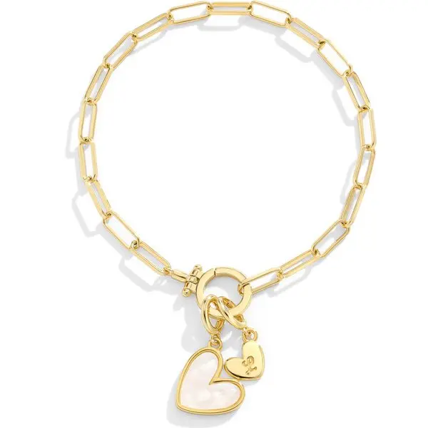 MINT & LILY Mother Of Pearl Heart Charm Bracelet - Letter L