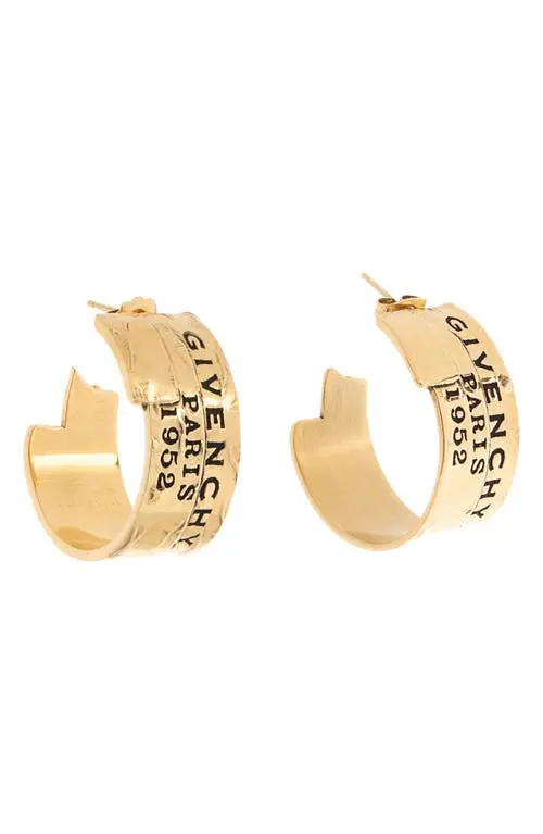 Givenchy Tape Logo Hoop Earrings - Antique Gold