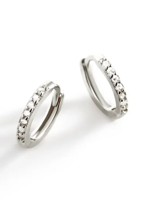 MINT & LILY Pavé Huggie Hoop Earrings - 925 Sterling Silver