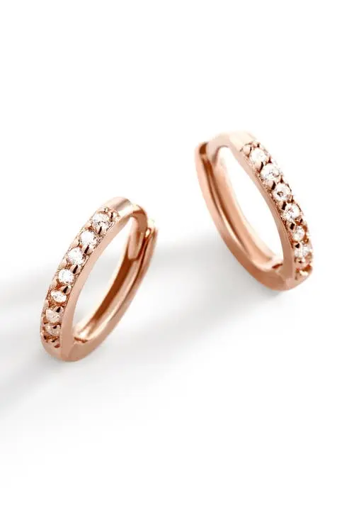 MINT & LILY Pavé Huggie Hoop Earrings - Rose Gold Over Sterling Silver