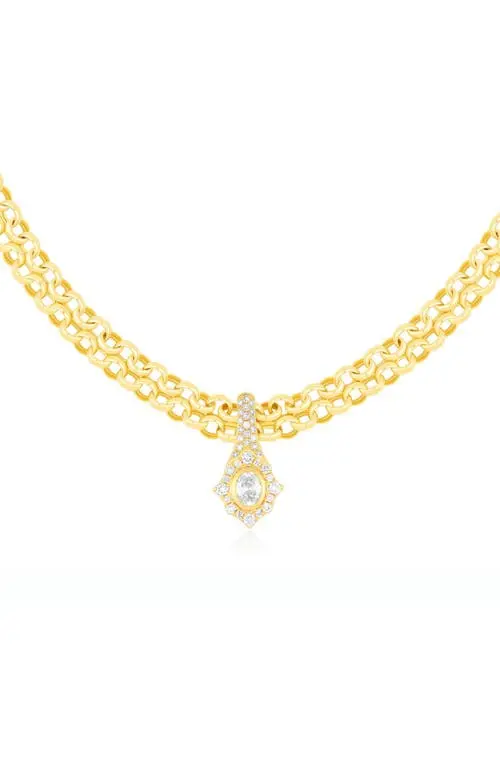 Ef Collection Daphne Diamond Double Chain Pendant Necklace