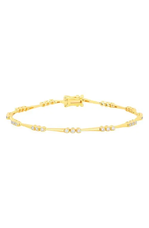 Ef Collection 14k Diamond Crown Set Eternity Bracelet - Gold