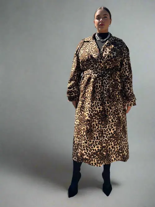Baacal Aria Double-breasted Trench - Leopard
