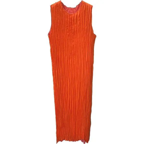 Baacal Jaya Pleated Midi Dress - Orange/coral