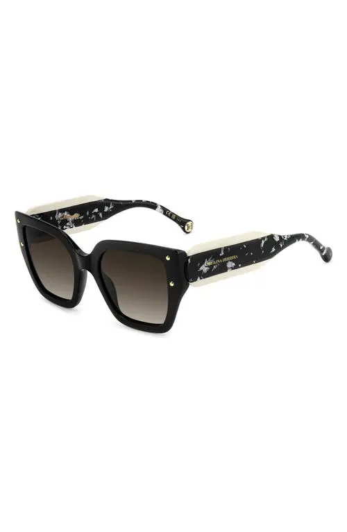 Carolina Herrera 53mm Square Sunglasses - Black White/brown