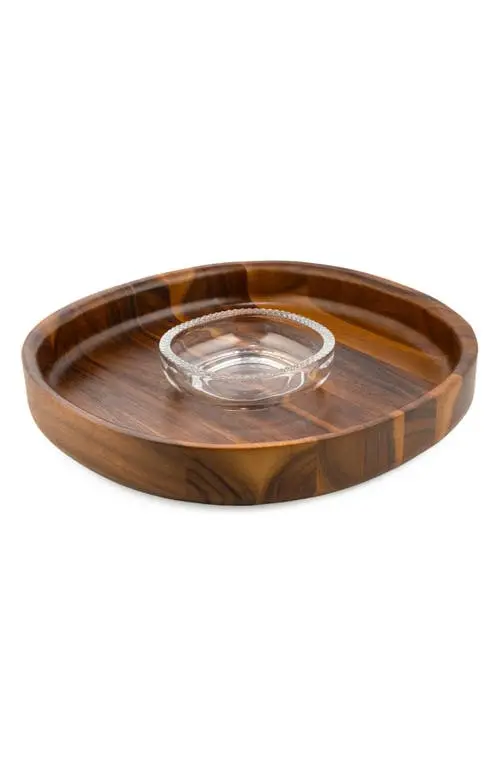 NAMBE Wood & Glass Chip & Dip Set - Brown