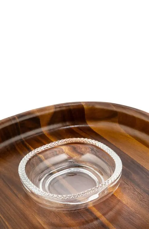 NAMBE Wood & Glass Chip & Dip Set - Brown