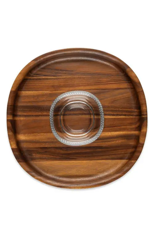 NAMBE Wood & Glass Chip & Dip Set - Brown
