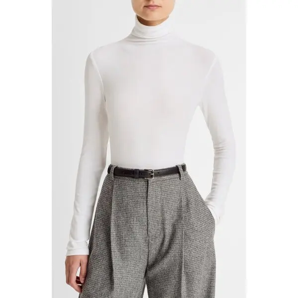 Vince Essentials Turtleneck Top - Off White
