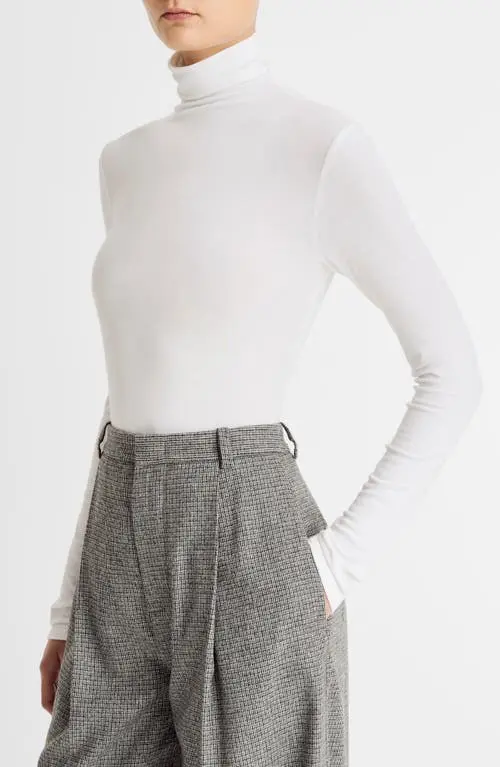 Vince Essentials Turtleneck Top - Off White