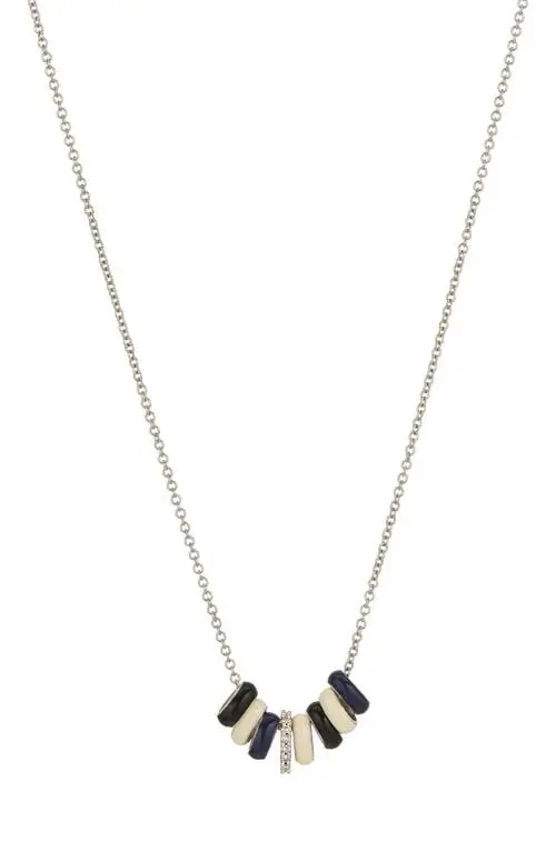 Adina Reyter Midnight Stripes Diamond & Enamel Mini Bead Necklace - Sterling Silver