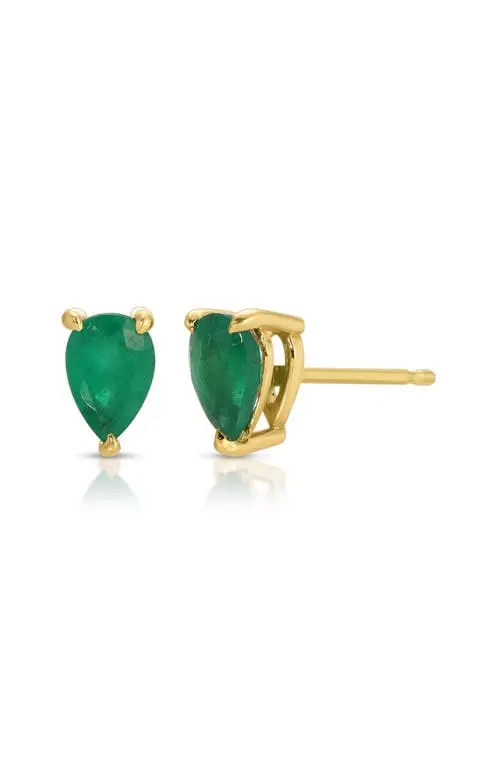 Ef Collection Emerald Pear Stud Earrings - Gold