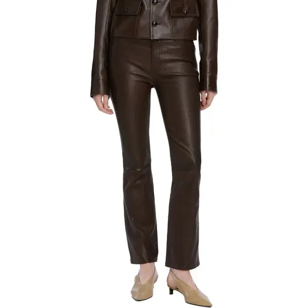 FRAME The Leather Reboot Crop Pants - Truffle