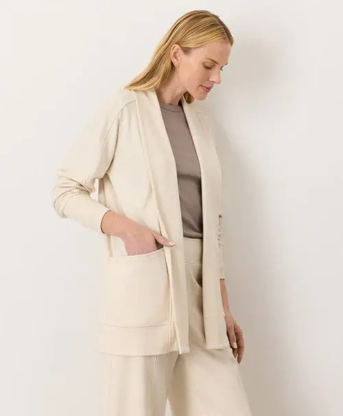 PACT Organic Cotton Airplane Wrap Cardigan - Cream Heather