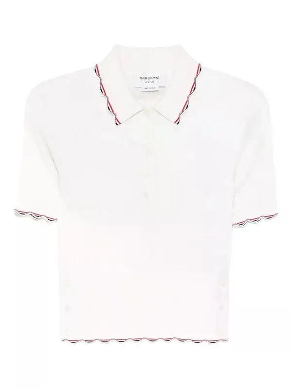 Thom Browne Scalloped-trimmed Polo Top - White