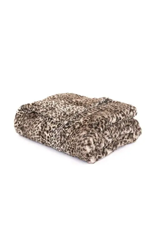 SEA TO ME BLANKETS San Diego Safari Faux Fur Throw Blanket - Cheetah