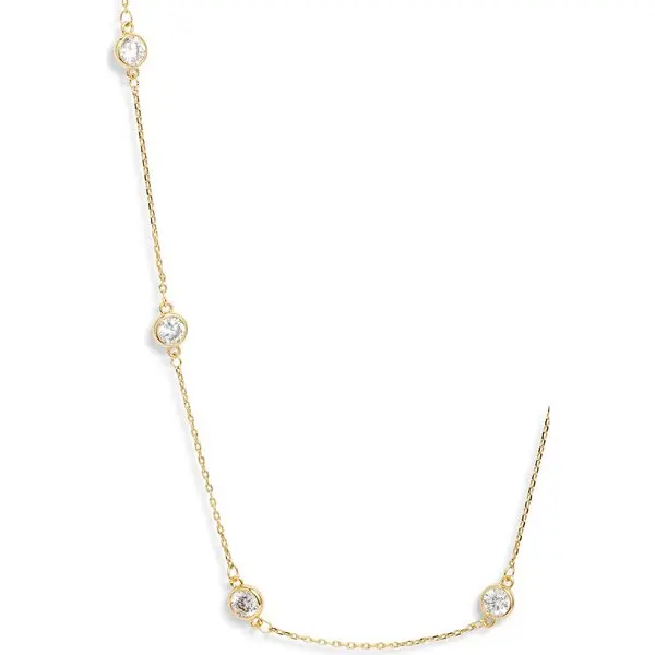 Nordstrom Bezel Cubic Zirconia Station Necklace - Clear- Gold