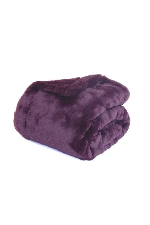 SEA TO ME BLANKETS Carmel Cuddle Faux Fur Personal Throw Blanket - Plum