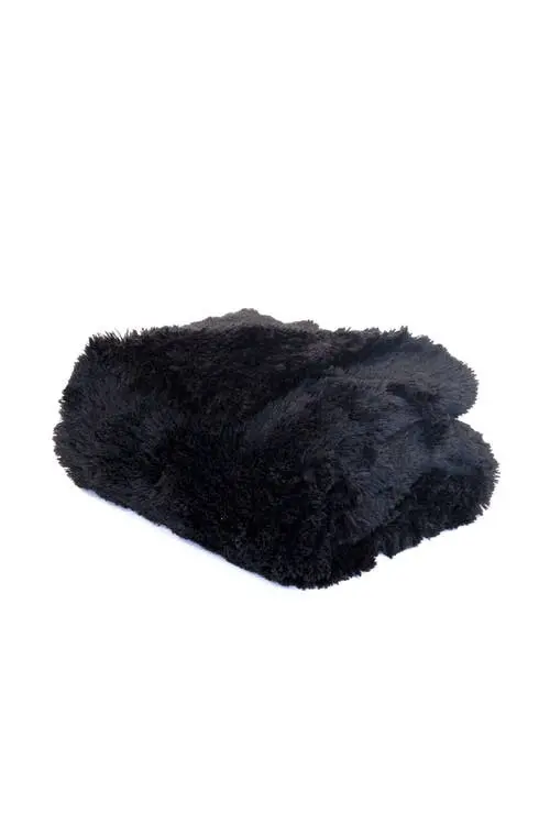 SEA TO ME BLANKETS San Francisco Shag Faux Fur Throw Blanket - Black