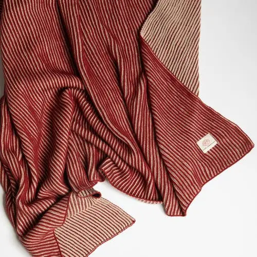 PINK LEMONADE Ribbed Organic Cotton Throw Blanket - Marsala