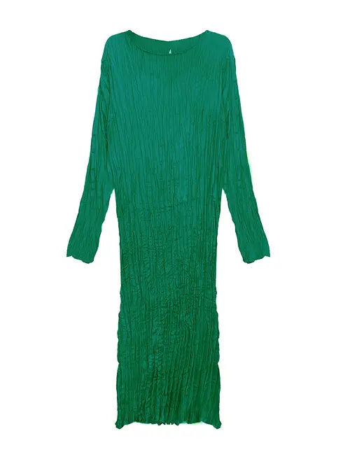 Baacal Lynda Reversible Pleated Satin Sheath Dress - Emerald