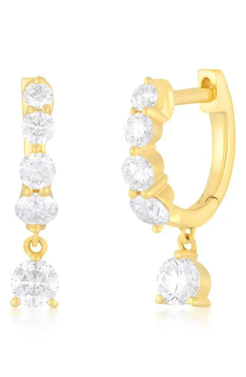 Ef Collection Graduated Diamond Huggie Hoop Earrings - Gold