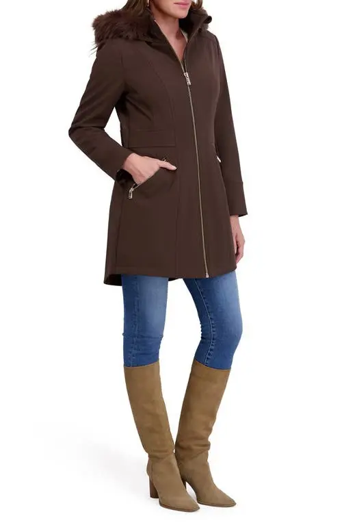 Kensie Faux Fur Trim Hooded Parka
