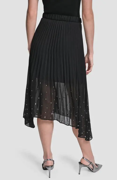 Dkny Studded Pleated Chiffon Midi Skirt