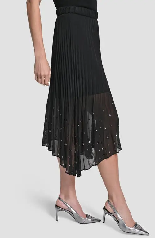 Dkny Studded Pleated Chiffon Midi Skirt